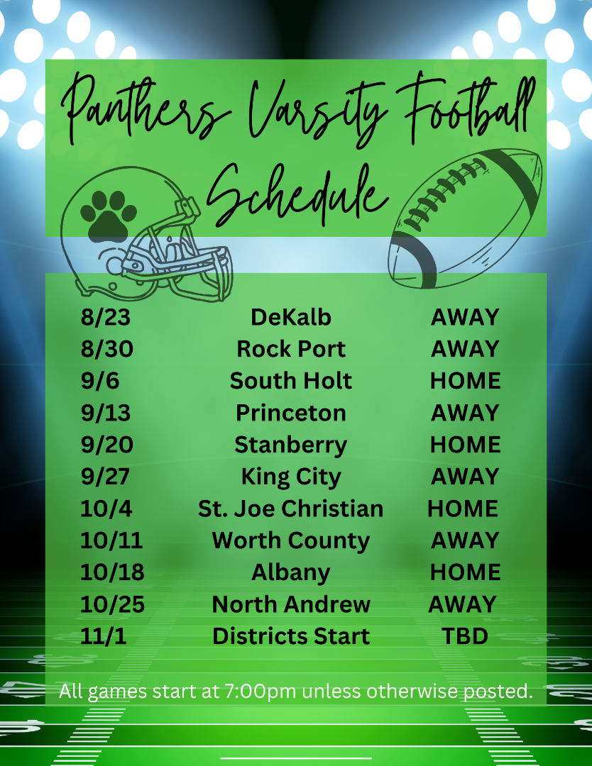 Pattonsburg R-II School District - 2024-2025 Varsity Football Schedule